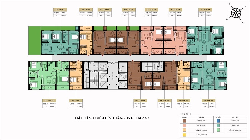 Hình ảnh: Layout mặt bằng tháp G1 và G2 - CafeLand.Vn